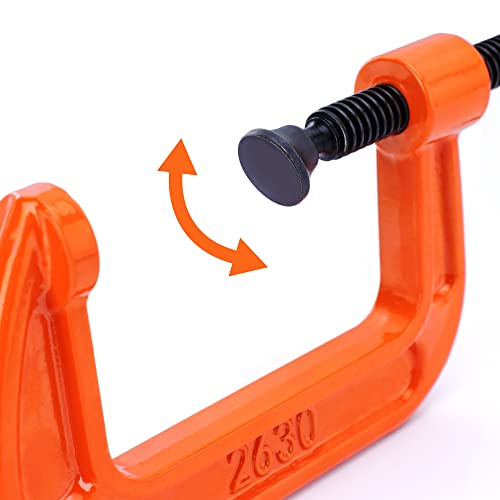 PONY Malleable Iron C-Clamp Set, 3-Piece, (1", 2", 3") Orange