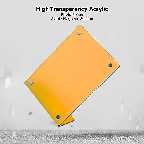 Jiawu Slanted Back Photo Frame, Self Standing Photo Frame Acrylic Multi Purpose Simple Operation for Office for Celebrity Mini Cards (Orange)