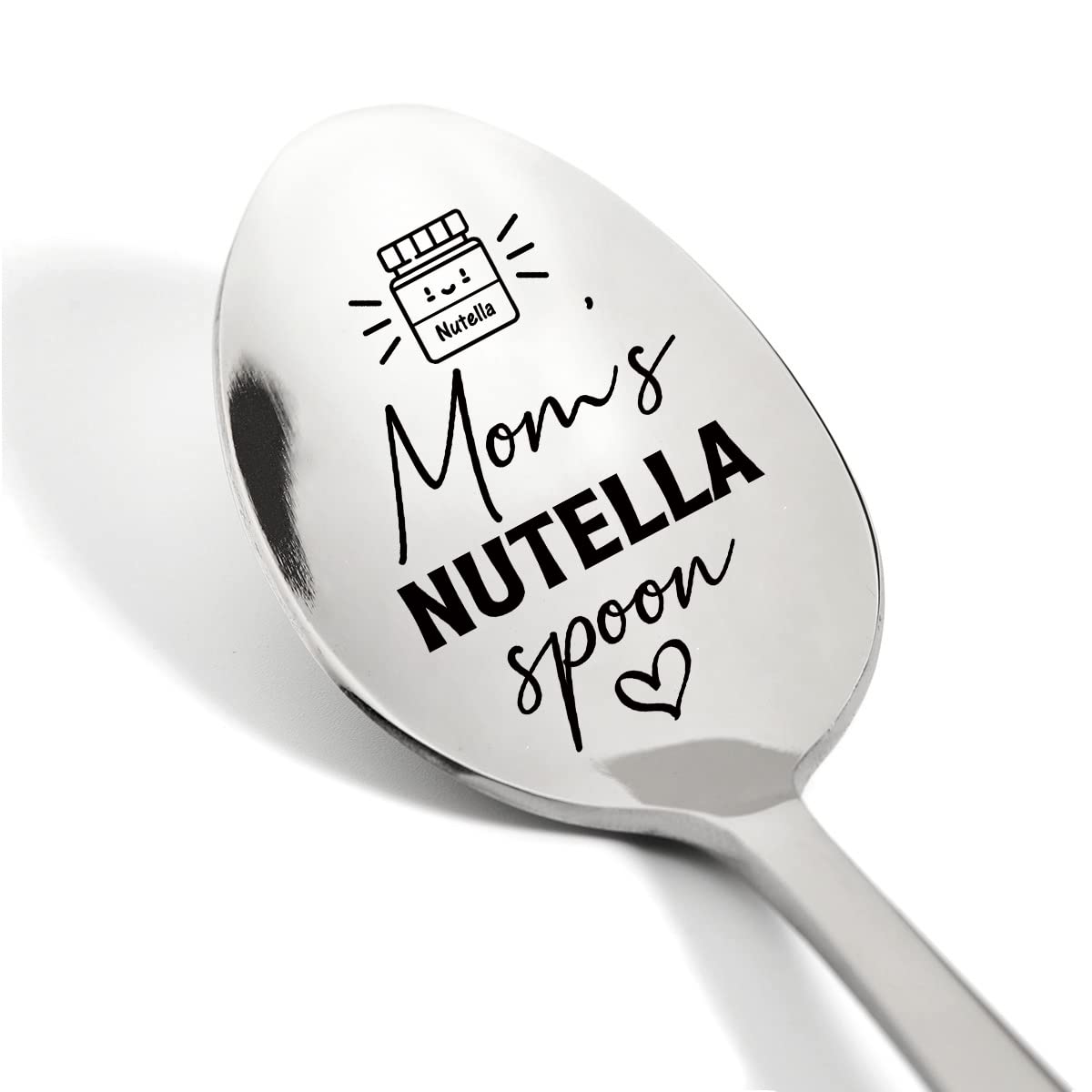 Mom's Nutella Engraved Spoon, Mom Nutella Lover Gifts Spoon Stainless Steel Gift for Mother's Day Birthday Christmas