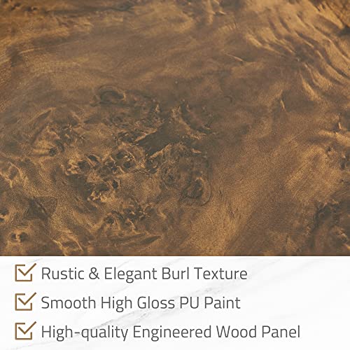 WISOICE Mid Century Modern Coffee Table for Living Room Tables Luxury with Waterproof High Gloss Burl Veneer Finish, Rustic Brown Rectangle Wooden Coffee Center Table (40" W x 22" D x 18" H)