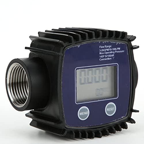 Oil Counter Gas Thread Sensor K25 1in Female Thread Flowmeter Digital Display Water Liquid Flow Sensor 10β100L/MIN(Blue)