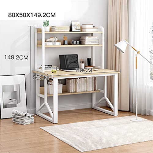 JIMEOG Study Table Student Desk Bookshelf Combination Computer Desktop Table Home Bedroom Office Table Without Chair