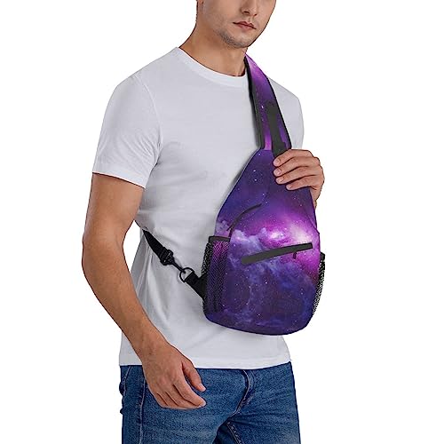 UNIOND Purple&Blue Galaxy Printed Sling Bag Adjustable Cross Chest Bag Shoulder Backpack for Outdoor Travel
