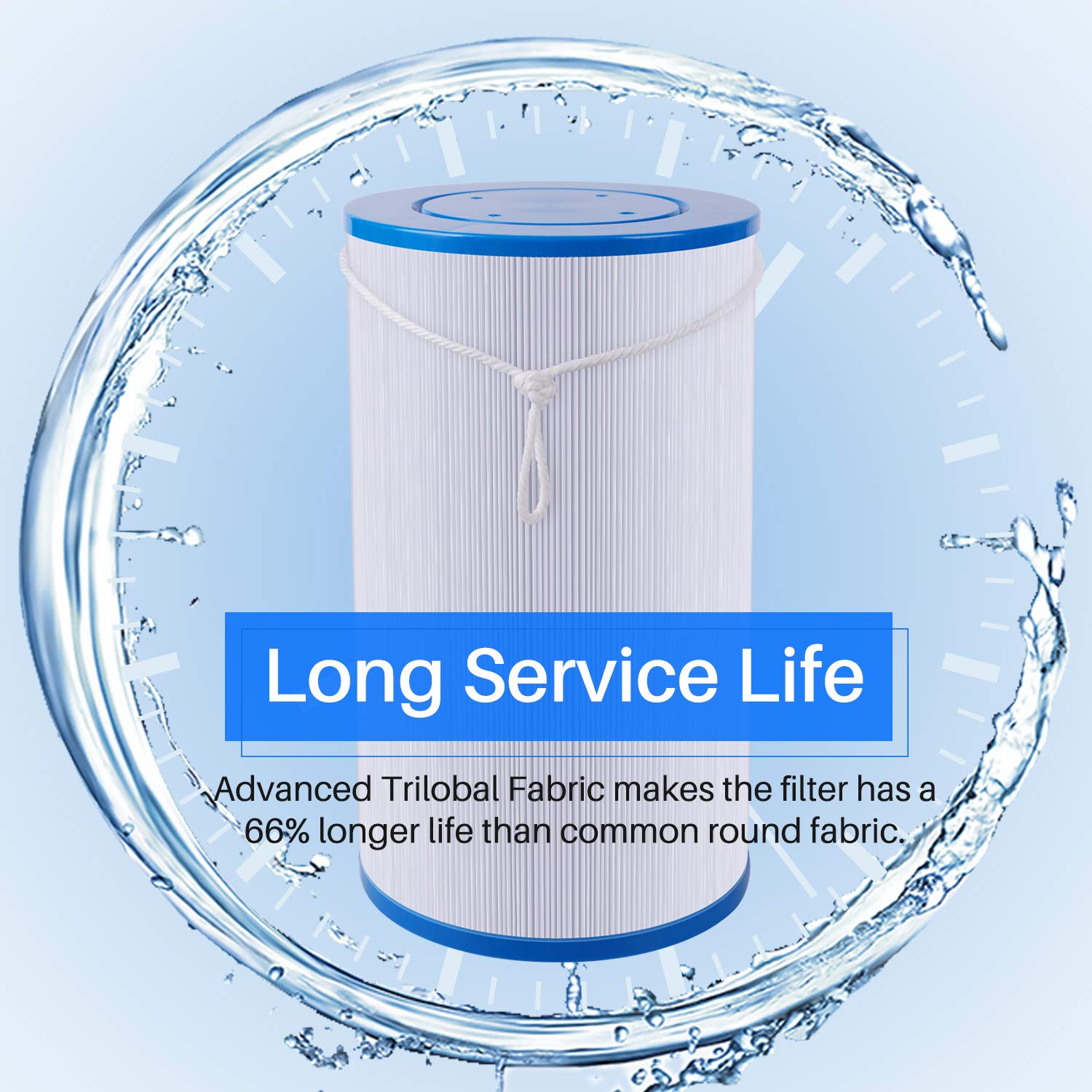 POOLPURE Spa Filter Replaces Watkins 303279, PFF42TC-P4, 78460, FC-2402, Lifesmart, Freeflow, AquaTerra, Hydromaster, Grandmaster, Simplicity, Bermuda Hot Tub Filters, 1 1/2" MPT Fine Thread, 2 Pack
