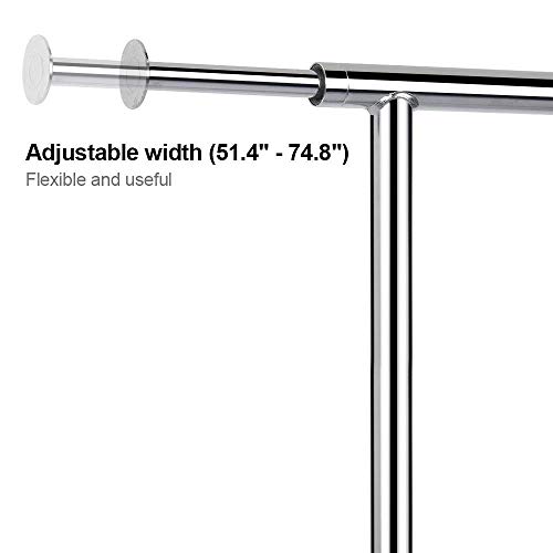 Yaheetech Commercial Clothing Garment Racks on Wheels, Grade Single Rod Adjustable Height Clothes Rack on Wheels for Hanging Clothes, Heavy Duty Upright Clothes Rack with Wheels, Silver