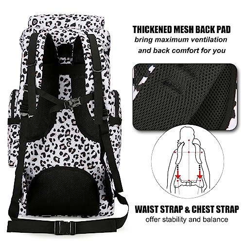 W WINTMING 70L Hiking Backpack Lightweight Camping Backpack Molle Backpack for Backpacking Treeking Climbing Outdoor - Frameless (Leopard Camo)