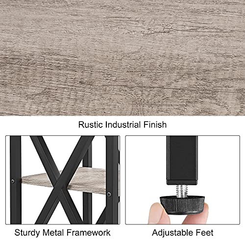Yaheetech Industrial End Tables, 3-Tier Side Tables with Storage Shelves for Living Room, X Design Sofa Tables, Strong Metal Frame, Easy Assembly, Gray