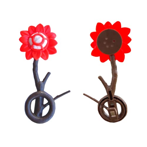 Quackups 5.5" Hummingbird Nesting Home with Nesting Fibers Enclosed in Red Flower, Easily Clips on Branch, Bushes for Outdoor Patio Garden