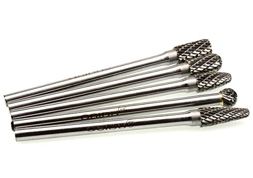 OSIDU Carbide Burrs Set 5pcs Extra Long Shank Carbide Rotery Burr File Double Cut 1/4 Inch Shank Long Burr Bits For Die Grinder Bits