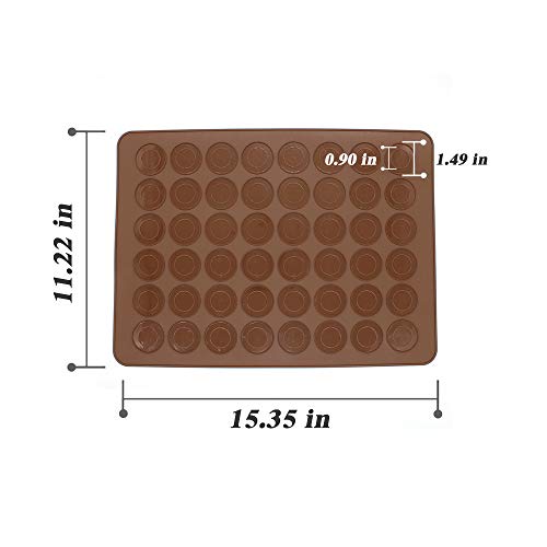 Macaron Silicone Baking Mat, Macaron Mat Almond muffin chocolate chip cookies 48 Capacity (brown)