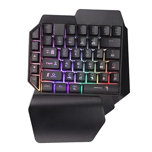 One-Handed RGB Gaming Keyboard Mouse and Converter Combo, Wired 39 Keys LED Backlit Keyboard, 6 Keys Gaming Mouse and Converter Set for PS4, for Switch and PC(Black)