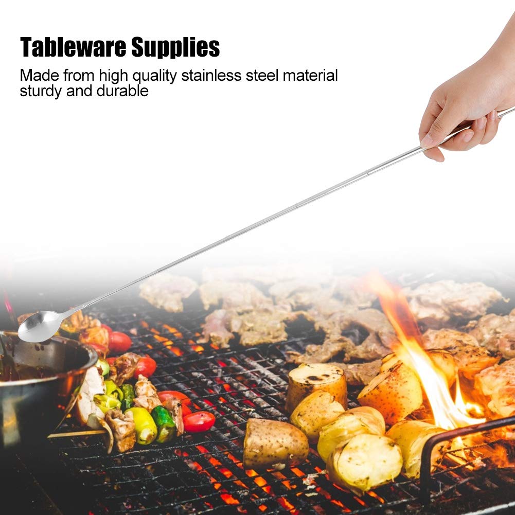 Spoon Spoon Stainless 24 Inches Stainless Steel Mixing Spoon Long Telescopic Stirring Spoon Stretchable Cocktail Shaker Spoon for Barbecue Tableware Supplies