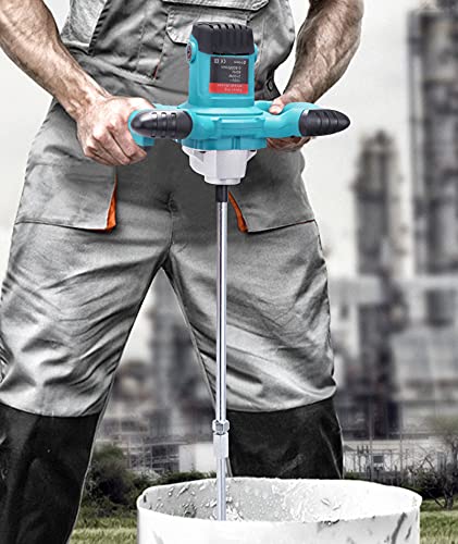 Portable Concrete Mixer 110V 2100W Electric Handheld 6 Gears for Thinset Cement Plaster Grout Paint Mud Mixing with 23.6" Stirring Rod (Blue)