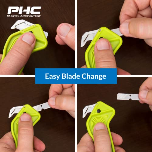 Pacific Handy Cutter EZR Concealed Blade Safety Cutter with Replaceable Blade and Tape Splitter, Safe and Efficient Cutting for Stretch Wrap, Cardboard, Tape, Zip Ties, Plastic Straps, and more.