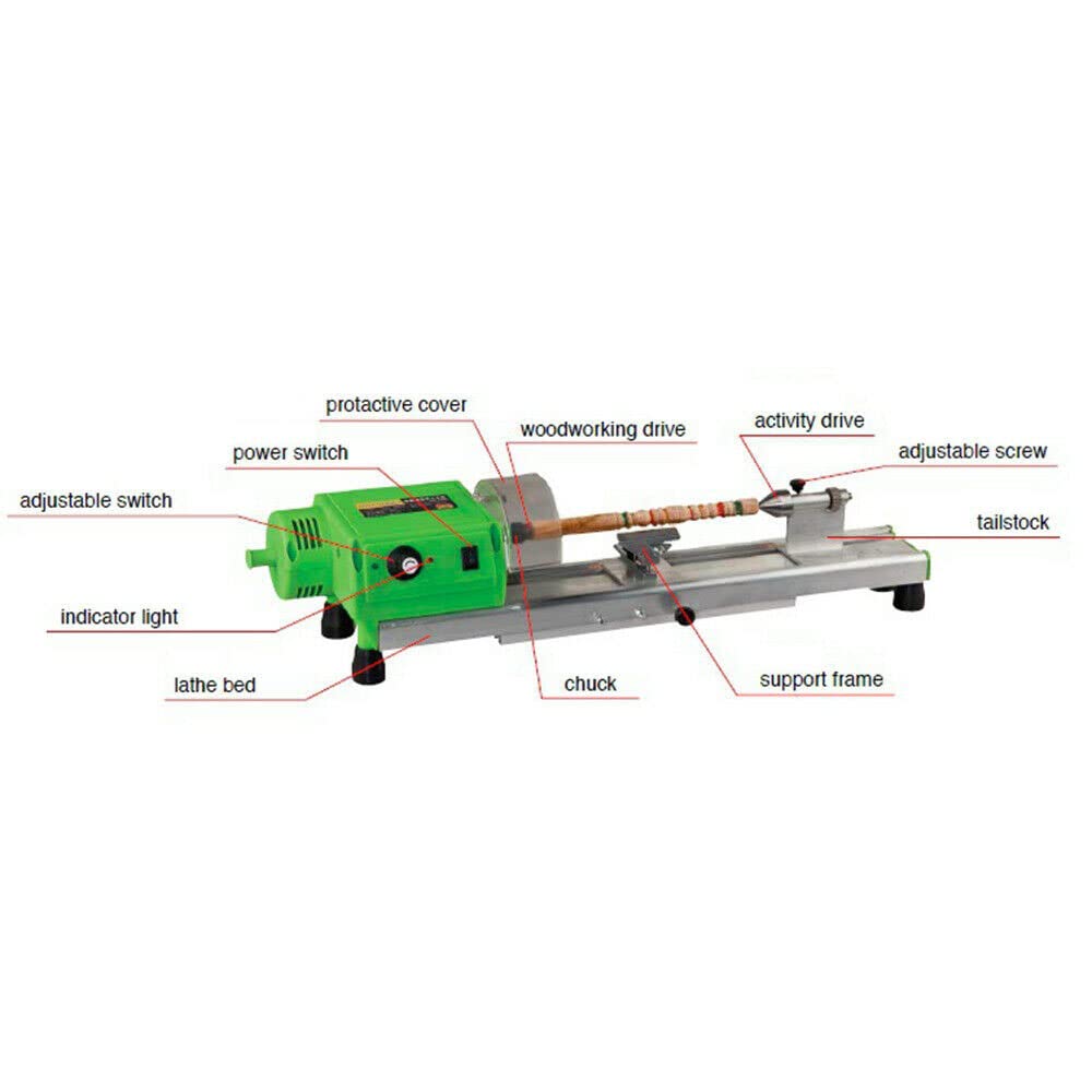 Onetuon Mini Wood Lathe Benchtop MICRO Woodturning Lathe Grinding Polishing Beads Drill Rotary Tool Set Variable Speed (Standard)