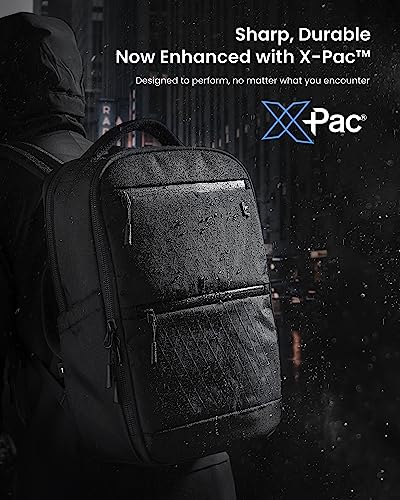 tomtoc Laptop Backpack X-Pac Techpack Designed for Business Professional Commuter, City Compact Backpack for 16-inch MacBook Pro, Black