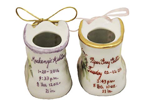 Porcelain Baby Shoe - Baptism or Christening - 100% Hand Painted Ceramic Baby Shoe Keepsake- Baby Dedication