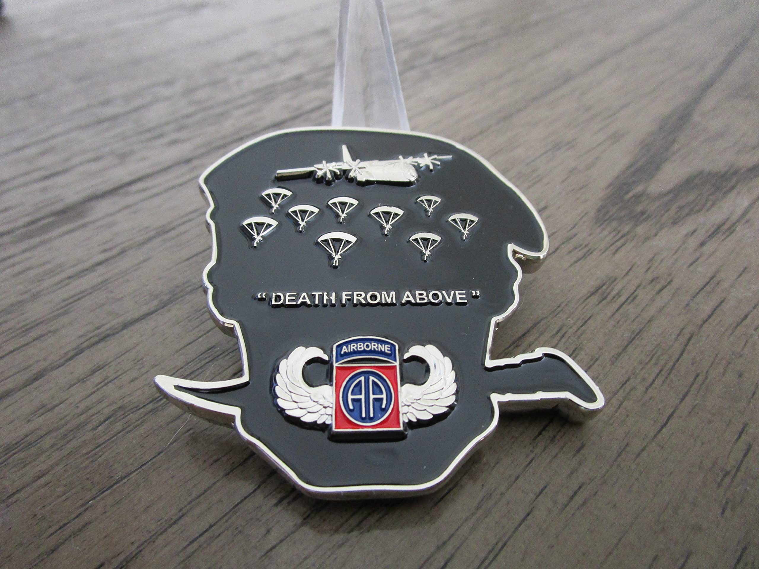 Oneworldtreasures United States Army 82nd Airborne Division Beret Skull Death from Above Challenge Coin
