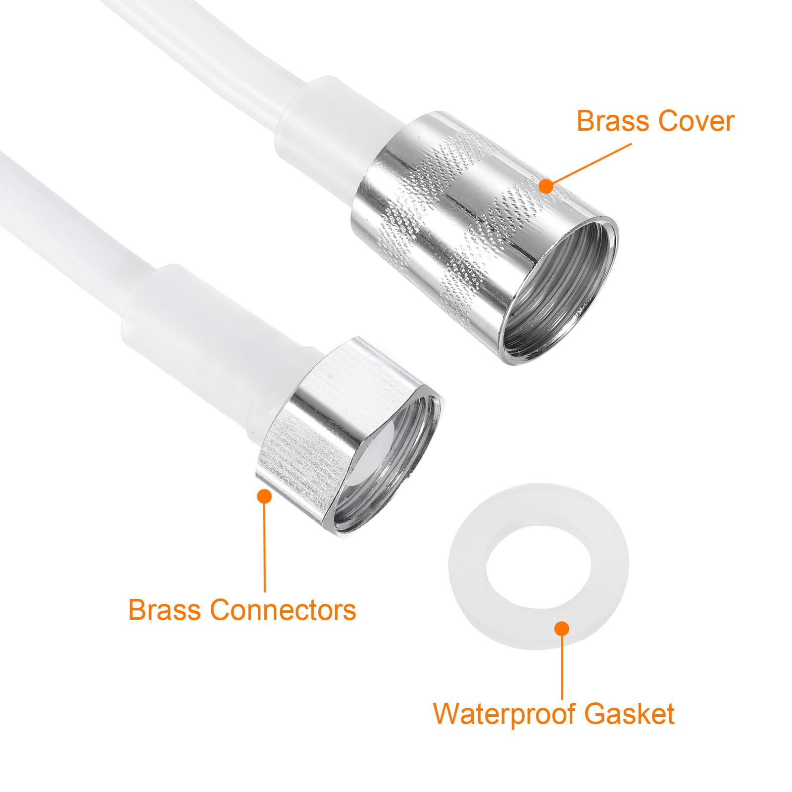 uxcell Spring Flexible Shower Hose, 2.5 Meter/98-inches Plastic Telescopic Shower Hose for Water Plumbing Toilet Bidet Sprayer Gun Bathroom Spiral Flexible Shower, White