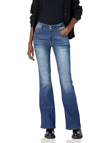 WallFlower Women's Flirty Curvy Flare High Rise Insta Stretch Juniors Jeans (Standard and Plus), Pia, 3