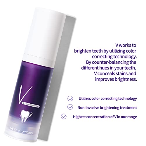 Purple Toothpaste for Teeth Whitening,Tooth Stain Removal,Teeth Whitening Purple Toothpaste, Colour Correcting, Colour Corrector, Tooth Colour Corrector,30ml,2 Pcs