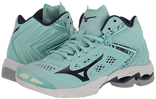 Mizuno Men's Wave Lightning Z5 Mid Volleyball Shoe, Blue Light-White, 5.5