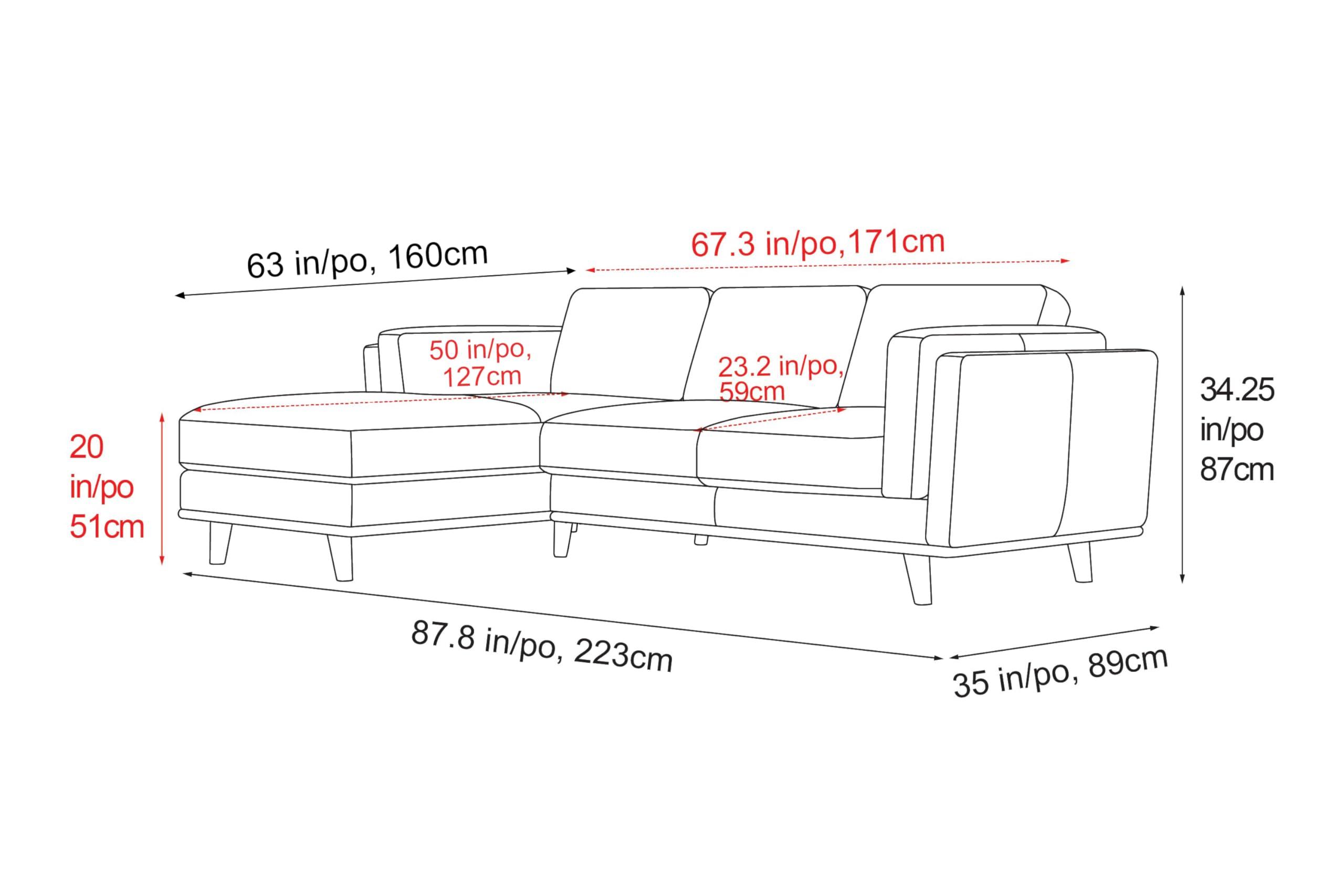 Valencia Artisan Full Leather Sofa - Pure Full Italian Nappa Leather Couch, Solid Wood Accent, Ultimate Comfort (Cognac, Right Chaise Sectional)