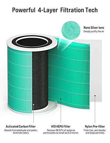 TOPPIN Filter Replacement TPAP005 AP005 TP-AP005 Air Purifier H13 True HEPA Air Filter to Clean Pets Hair Smoke Odors Dust Pollen Home and Room 2000 sq ft