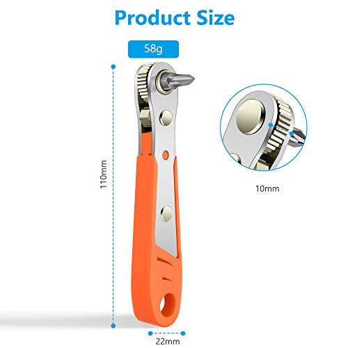 OSDUE Mini Ratchet Wrench,Right Angle Phillips Magnetic Screwdriver for Tight Spaces with 1/4" Drive High Torque Offset Reversible Mini Ratchet Offset Screwdriver for Tight Areas (1 Pc Ratchet Wrench)
