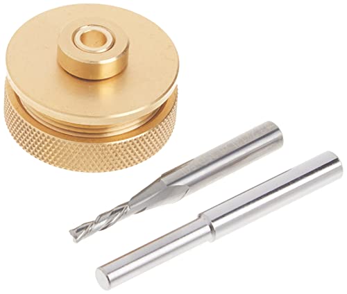 POWERTEC 71333 Router Bits Solid Brass Inlay Kit | for 1/4 Templates for High RPM Routing | Includes 1/8 Carbide Router Bit/Cutter + 1/4 Shank, Universal Bushing, Retainer Nut, Collar, Alignment Pin
