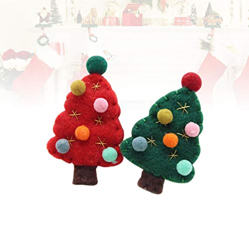 Xmas Pins Tree Brooch 2pcs Christmas Brooches Pins Wool Felt Christmas Tree Brooches Pins for Suit Shirt Sweater Random Color Diy Christmas Ornaments Diy Christmas Ornaments