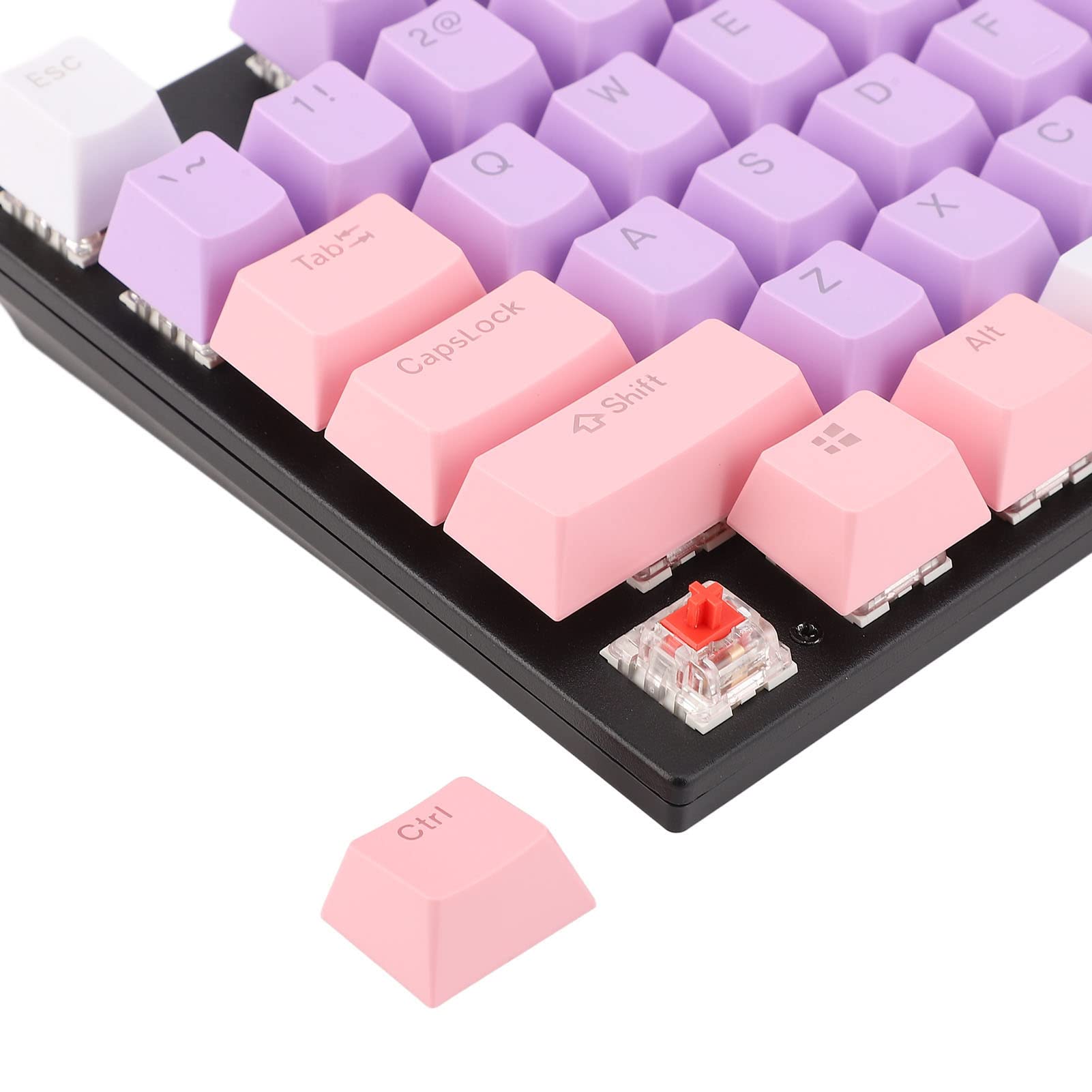 Septpenta Red Switch Mechanical Keyboard, 87 Keys Ergonomic Mechanical Gaming Keyboard, 26 RGB Lighting Effects, Full Key Conflict Free Design with Splash Proof Drainage Holes(Purple Pink White)