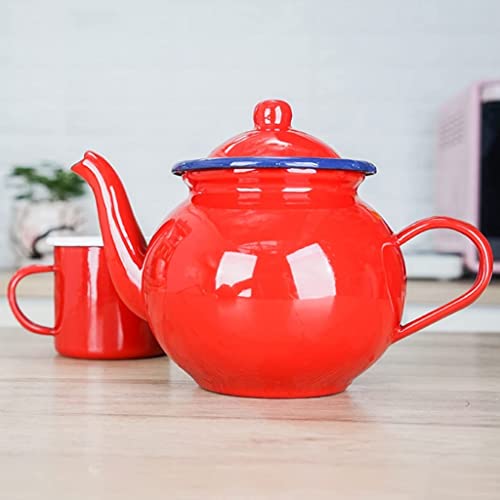 SAAKO Practical Teakettle Tea Kettles Ceramic Kettle Red Coffee Kettle Heat Resistant Handle Tea Pots for Gas and Induction Cooktops Teapot 1.2l Portable