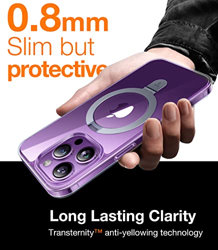TORRAS UPRO™ Ostand for iPhone 14 Pro Max Phone Case, Compatible with Magsafe with Invisible Stand, [MIL-Grade Drop Protection] [Never Yellow] Shockproof Slim Magnetic iPhone 14 Pro Max Case, Clear