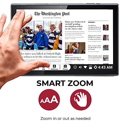 Pix Star Touch Easy to Use Tablet for Seniors, Touch Screen & Simple Interface - WiFi - 10.1 Inches, 2 Cameras - Ideal for Video Calls, Web Search, Photos, Highly Giftable