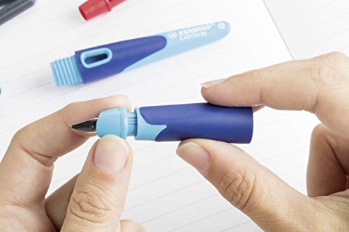 STABILO EASYbirdy 3D Wildlife Special Edition Ergonomic Fountain Pen in Blue - for Left Handed - Beginner Tip - Blue Cartridge and Adjustment Key Included