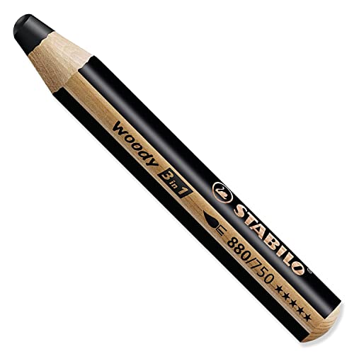 STABILO Multi-talented Pencil woody 3-in-1 - Pack of 2 Pencils - Black & White