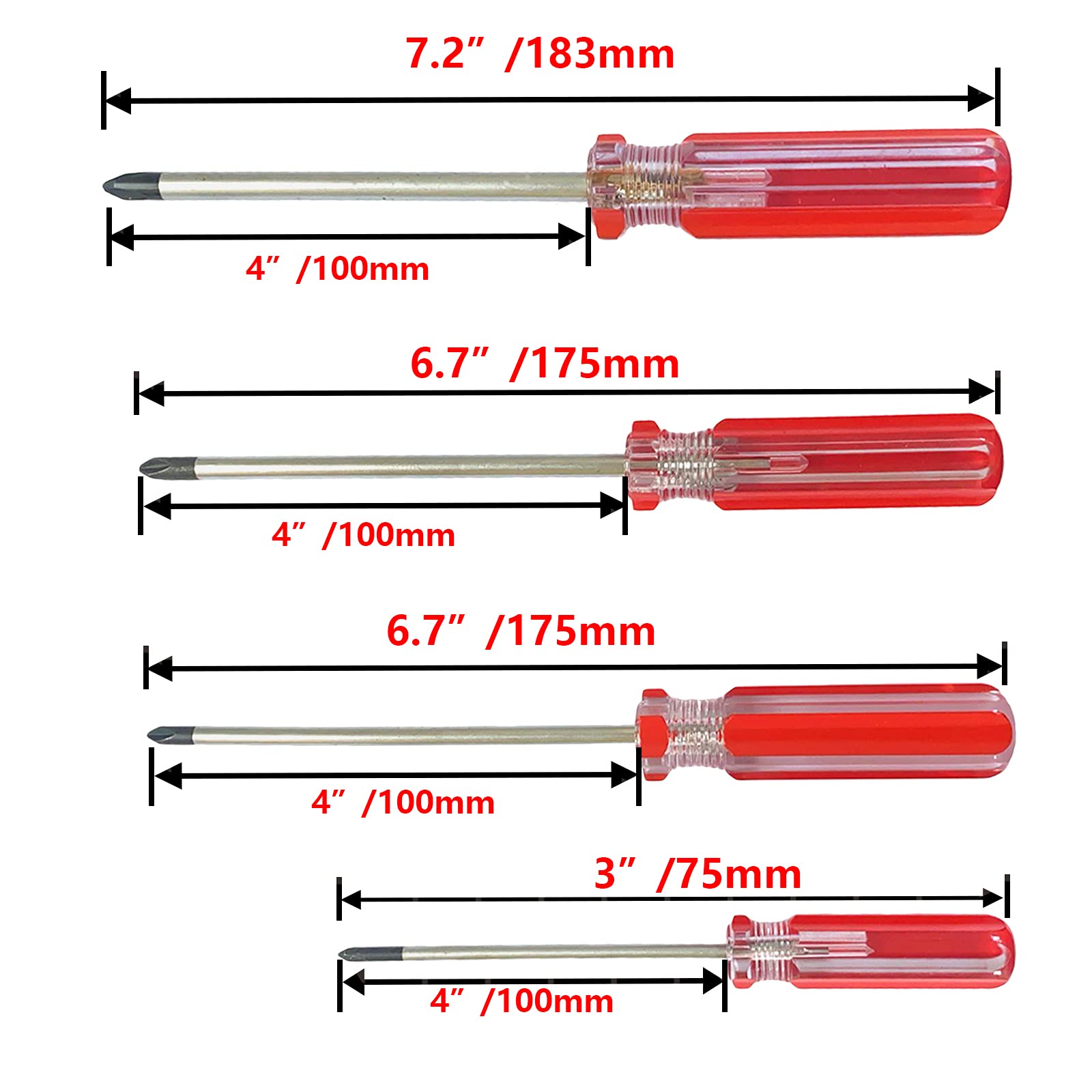 Rannb Triwing Screwdriver Set Magnetic Point Y Tip 4 Sizes 3mm, 4mm, 5mm, 6mm - 4pcs