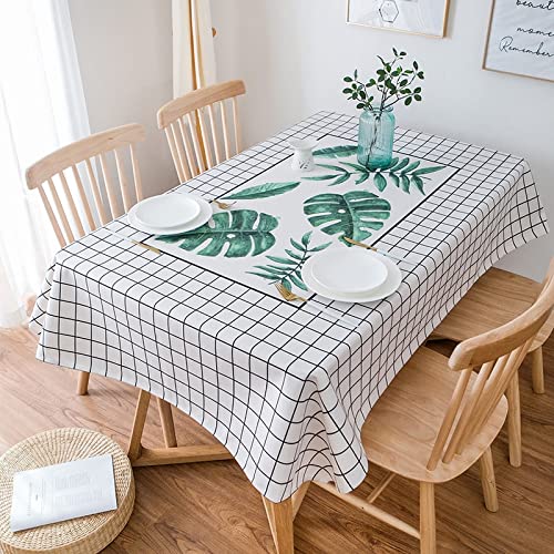 MLQL Beautiful White Flower Pattern Tablecloth Waterproof Kitchen Supplies Living Room Coffee Home Wedding Decor Table A4 140x180cm