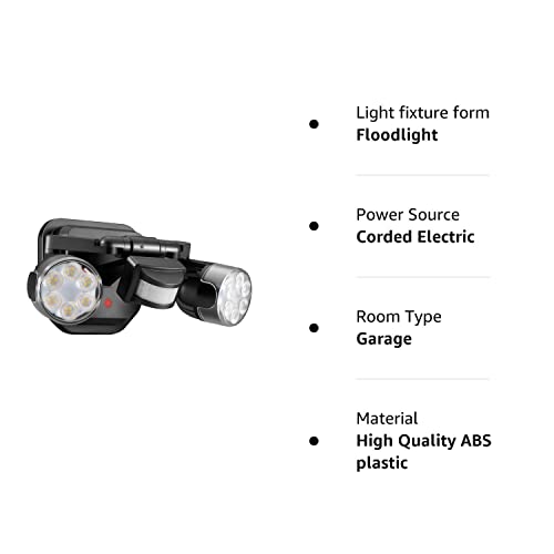 OREiN Led Flood Light Outdoor Motion Sensor, 450° Wide Adjustable 12W(150W Equiv) 5000K Security Lights with 3 Modes, IP65 Waterproof Motion Detector Light for Outside, Garage Patio House(Black)