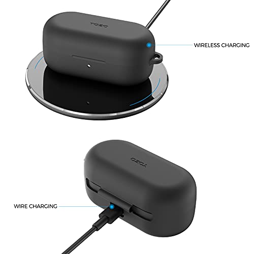 TOZO T12 2022 Wireless Earbuds Bluetooth 5.3 Headphones Black & TOZO T12 Protective Silicone Case Shockproof Soft Skin Cover Black