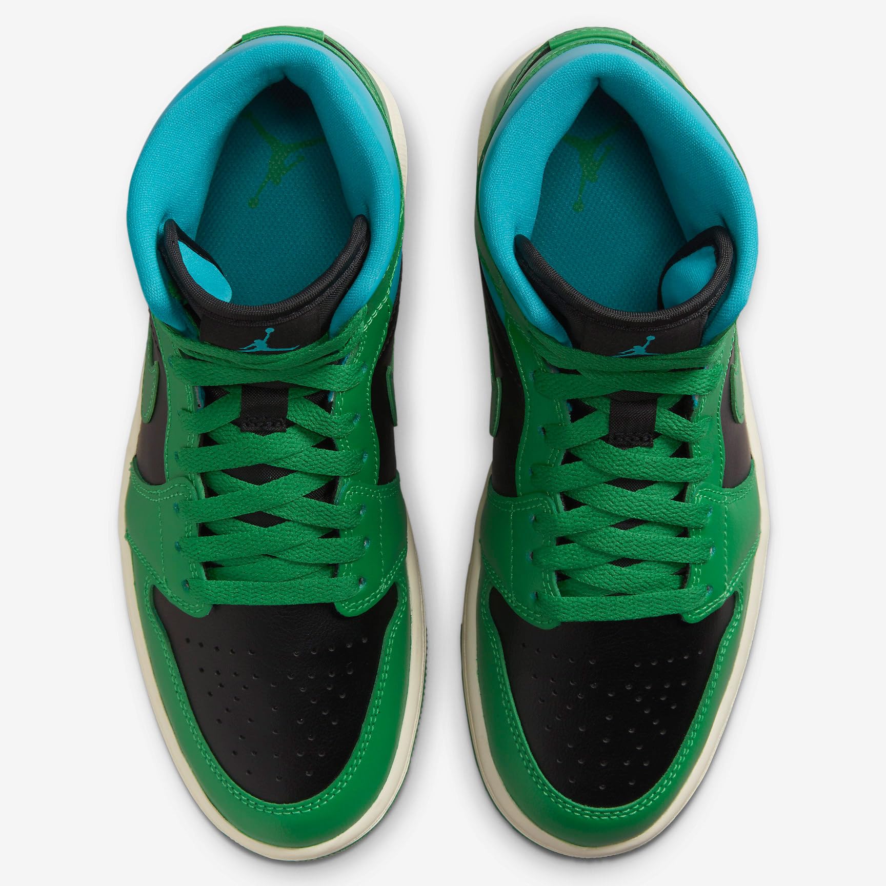 Jordan Women's 1 Mid Black/Lucky Green-Aquatone (BQ6472 033) - 12