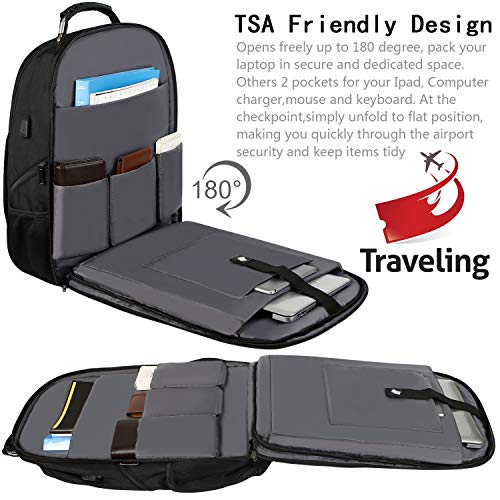 YALIXIAN Travel Laptop Backpack,Extra Large 18.4 Inch Laptop RFID Anti Theft TSA Friendly Backpack with USB Charging Port,Water Resistant,Computer Bag for Women Men Notebook&Basketball