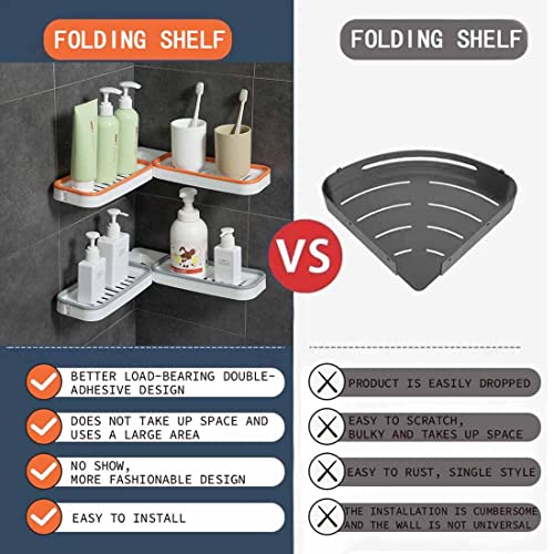ZBYCYZ Bathroom Corner Punch-free Rack,180 Degrees Rotation Storage Rack Corner Shower Shelves,Drain Hole Design-No Drilling Installation,Wall Mount Shower Caddy (grey)