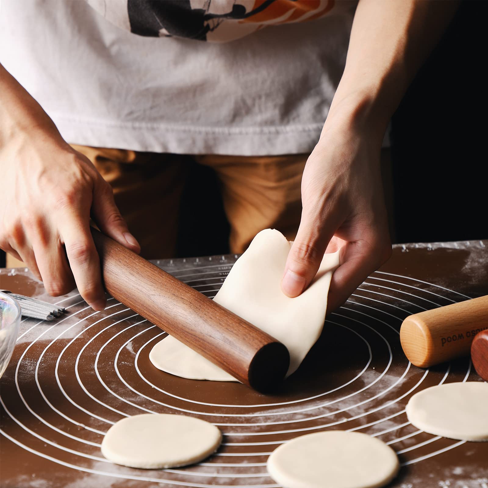 Muso Wood Small Rolling Pin for Baking,Wooden Rolling Pin 11 inches for Fondant, Pie Crust, Cookie, Pastry, Dough-Easy to Clean(Walnut)