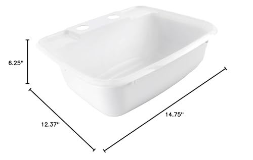 RecPro Rectangle RV Bathroom Sink | Single Bowl Lavatory Sink | Camper Sink | Plastic (White)
