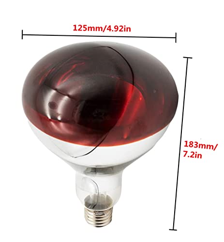 Qixivcom 2-Packs 275W Heat Lamp Bulb Infrared Heating Bulbs Dark Red Light Glass Heat Lamp E26 Waterproof Anti-Explosion Thickened Bulbs for Piglet Chicken Duck Birds Bathroom Light Therapy Use