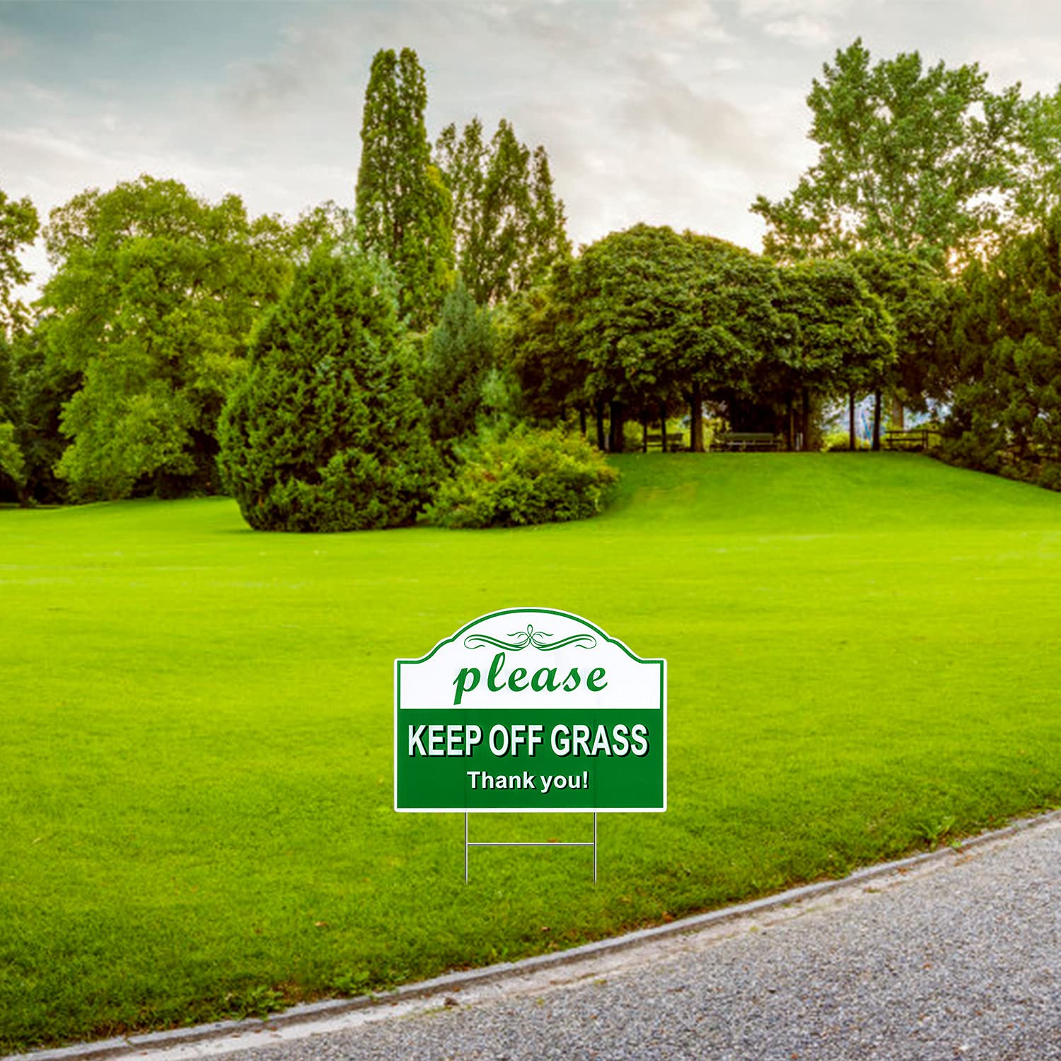 MUXYH 2 Pack Keep Off Grass Sign, Keep Dogs Off Sign for Lawn, 12.6"X9.4" Corrugated Plastic Double Sided with Metal Wire H-Stakes- Stay Off Grass Signs