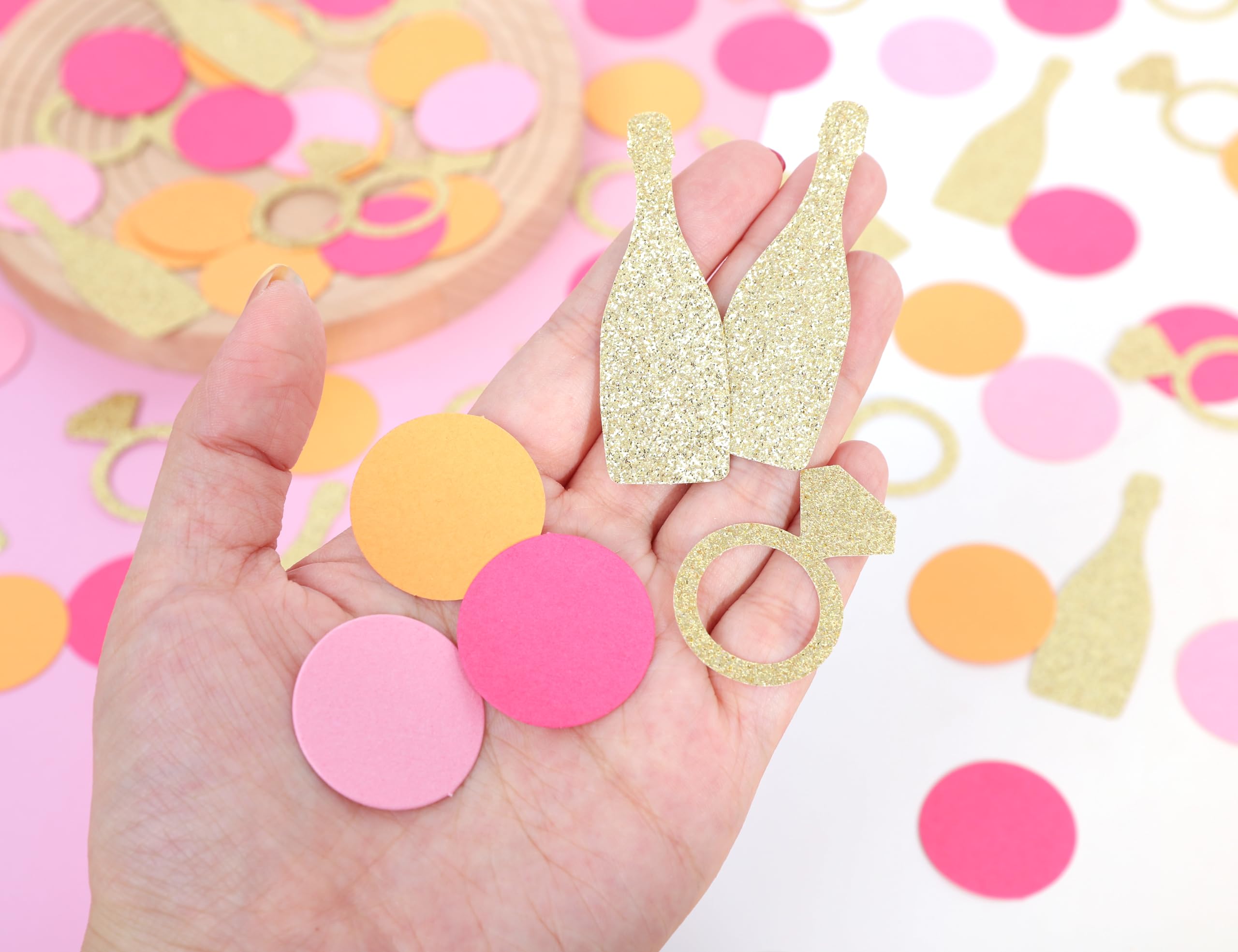 Veuve Before Vows Confetti Party Decor - Rendez Bridal Shower Photo props,Diamond Champagne Pink Rose Red Orange Round Confetti Perfect for Any Event