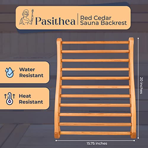 Pasithea Canadian Red Cedar Sauna Backrest - Slip-Resistant, Non-Toxic, Comfortable S-Shape Design - Sauna Chair with Back, Sauna Accessories for Any Barrel or Infrared Sauna (Pack of 1)